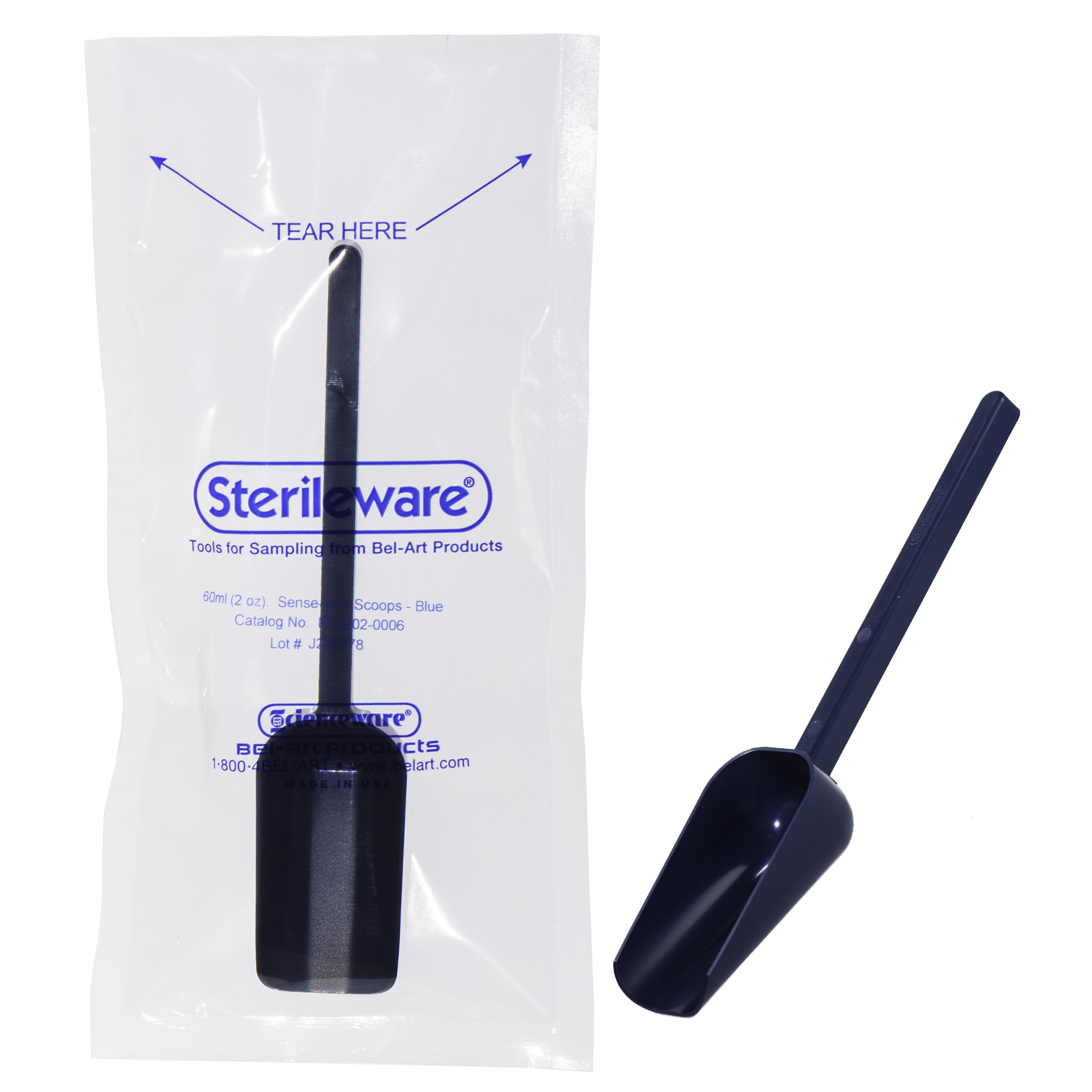 Bel-Art Sterileware Metal Detectable Sterile Sampling Scoop; 60ml (2oz ...