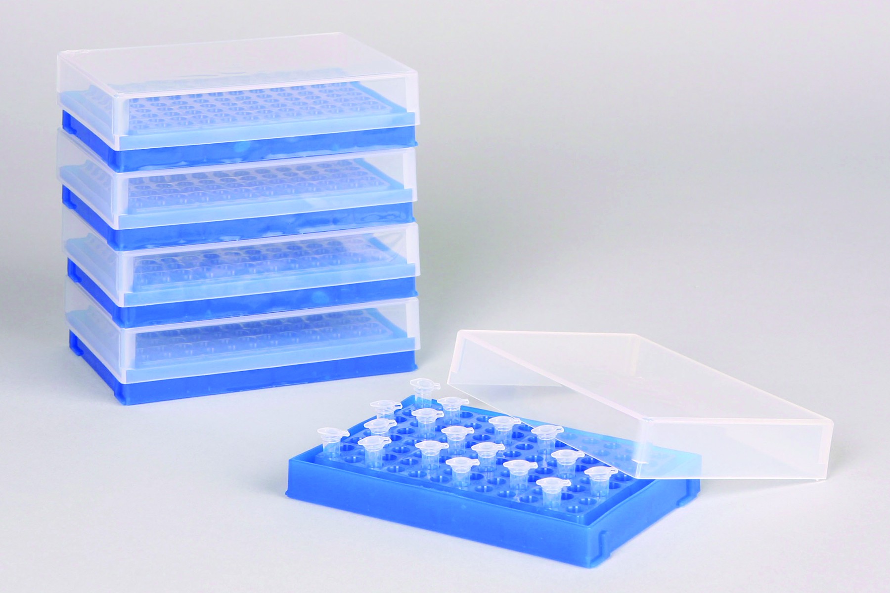 Bel-Art PCR Rack; For 0.2ml Tubes, 96 Places, Fluorescent Blue (Pack of ...