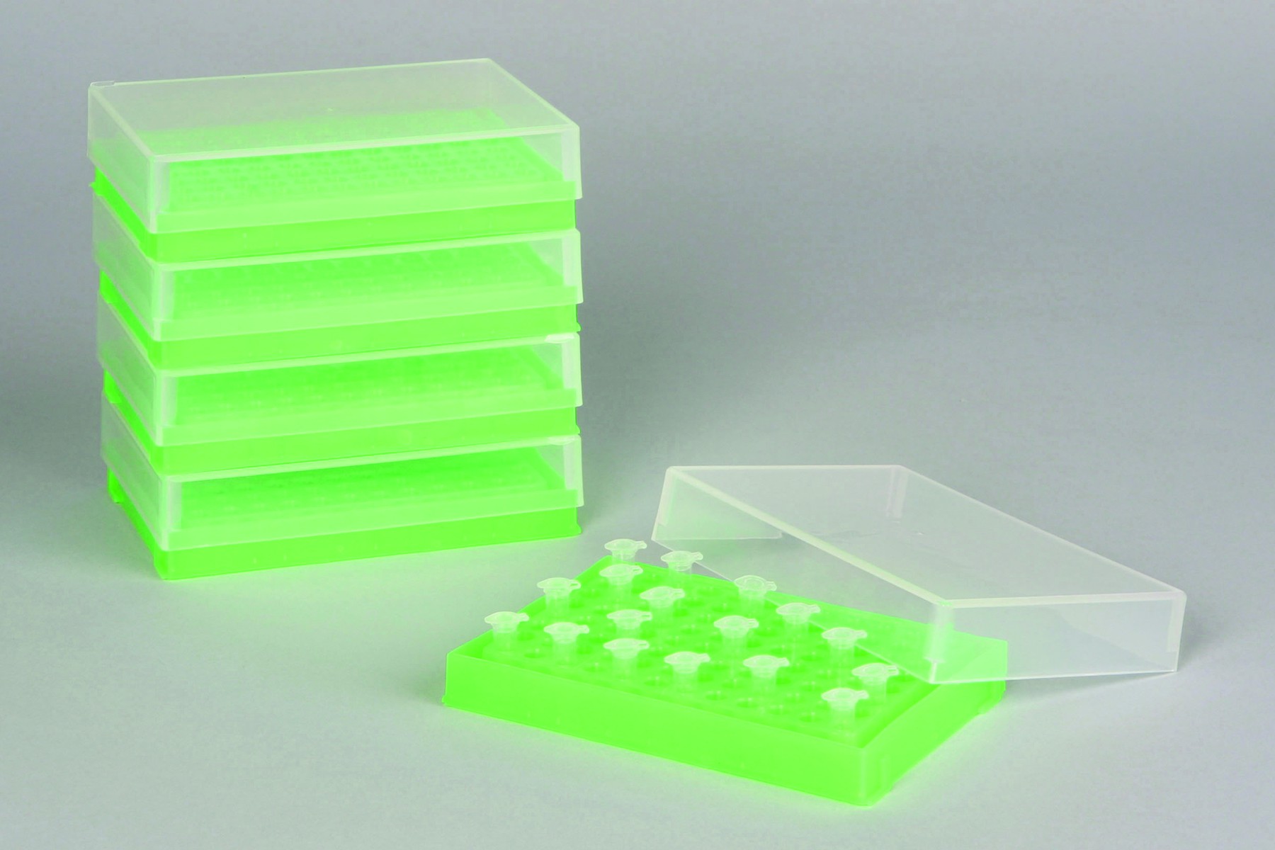 Bel-Art PCR Rack; For 0.2ml Tubes, 96 Places, Fluorescent Green (Pack ...