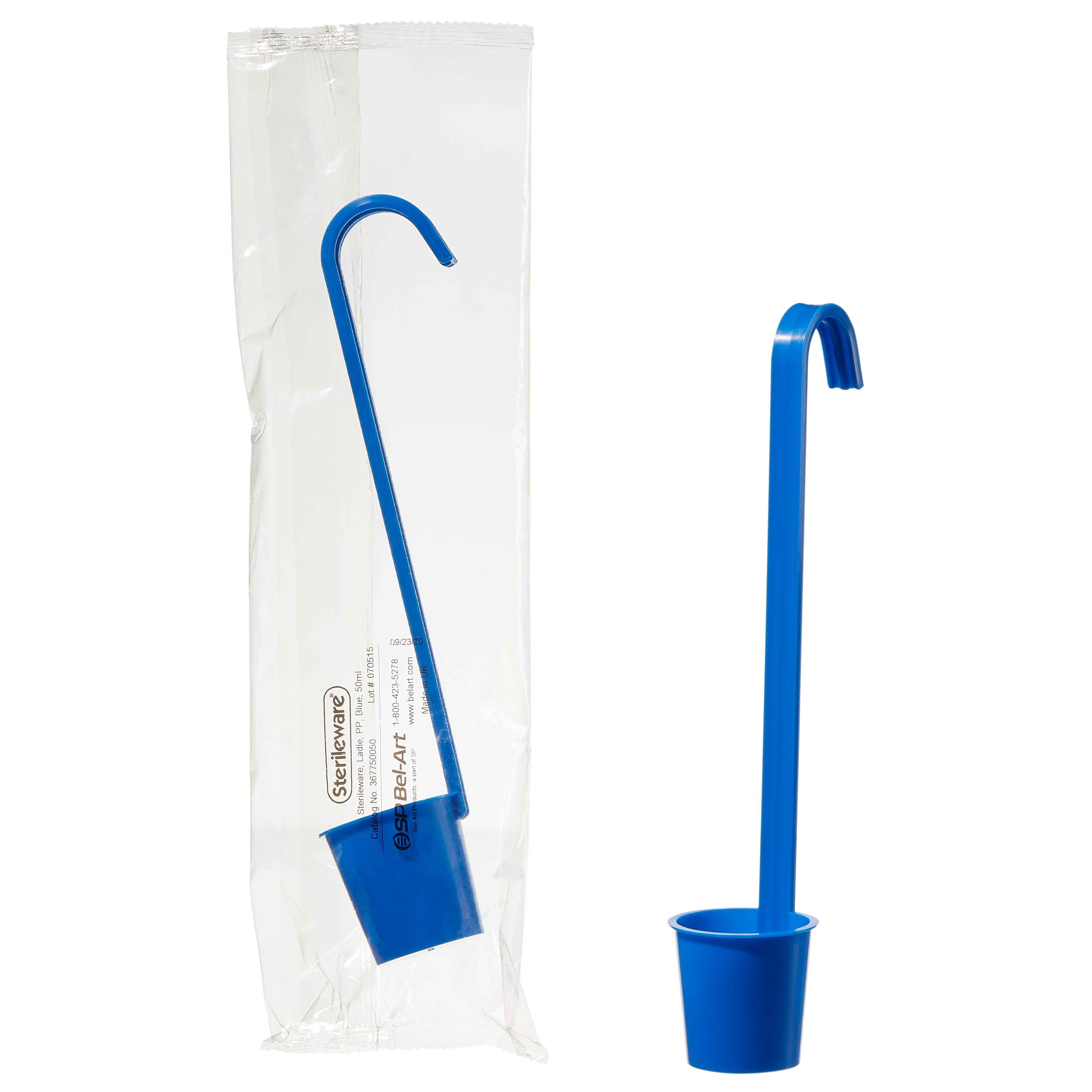 SP Bel-Art | Sterileware Upright Handle Dippers / Ladles; 50ml, Blue ...