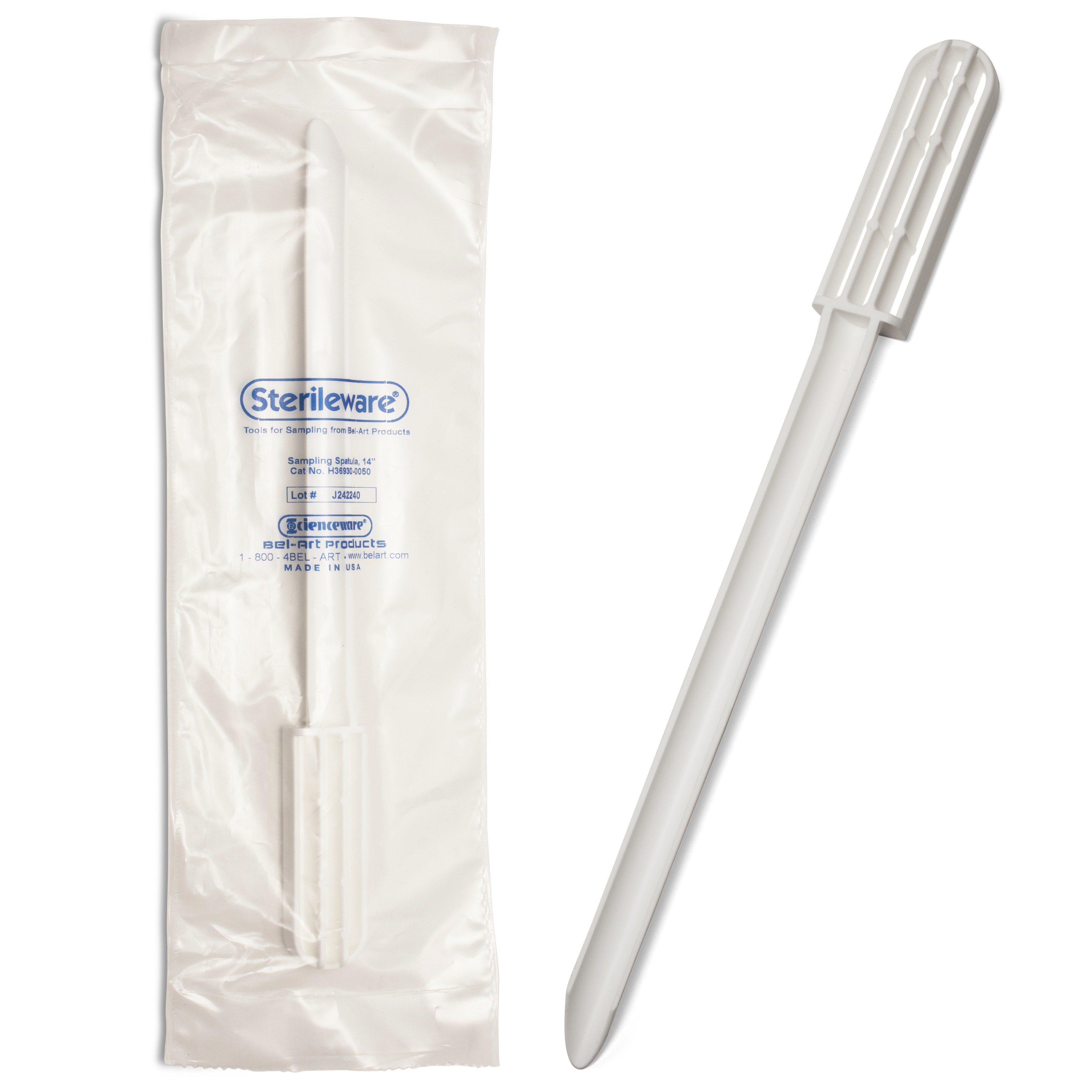 Bel-Art Sterileware Sampling Spatula; V Shaped, 14 in., Sterile Plastic ...